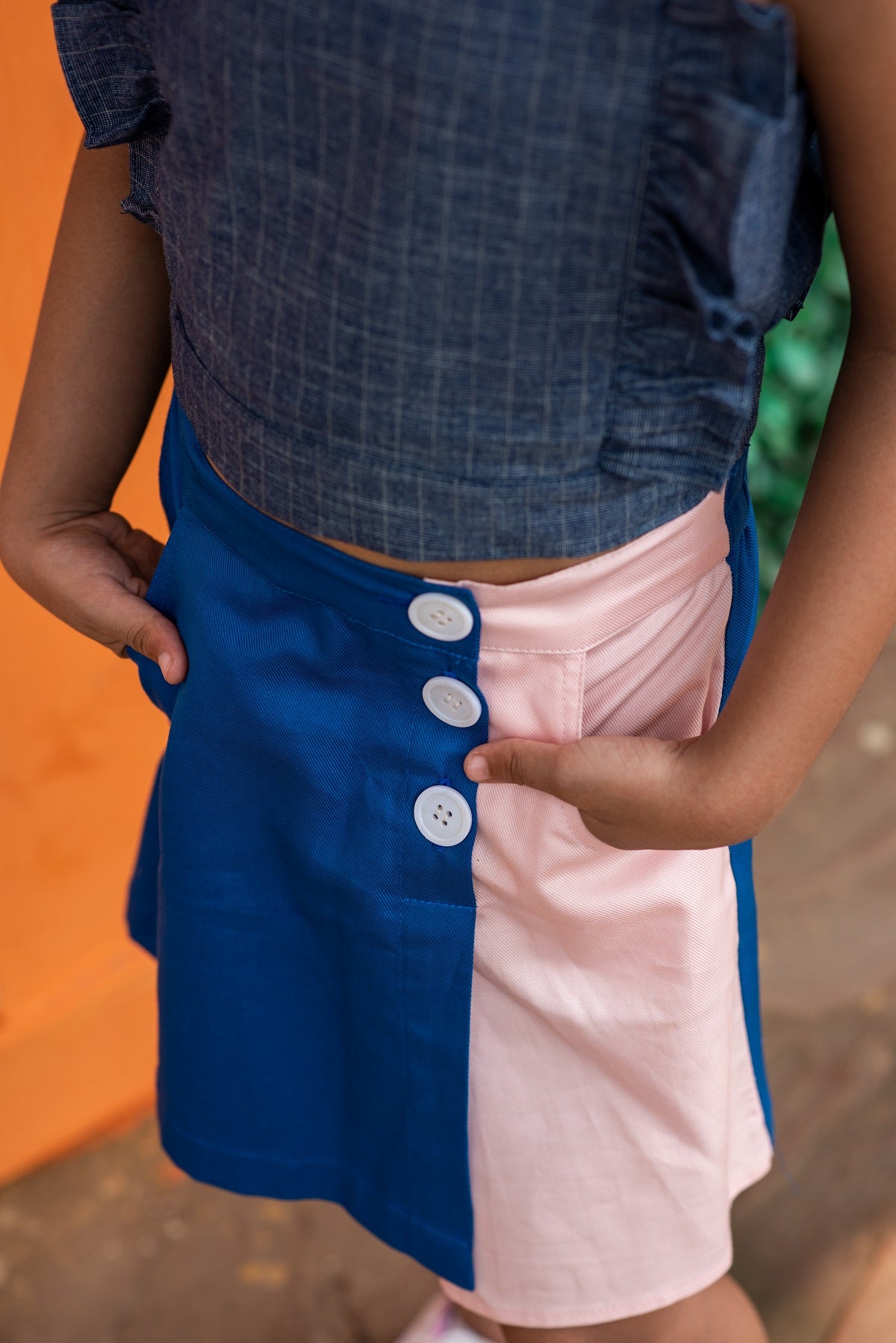 Miesha Blue Skirt | Short Skirt for Kids | White Dahlia